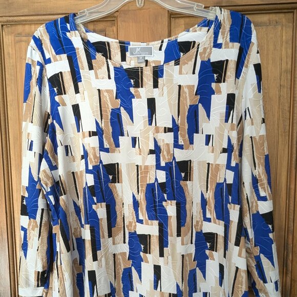 JM Collection | Tops | Preloved Jm Collection Woman Vibrant Blue White ...